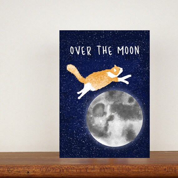 Over the Moon Card A6 Card Congratulations Card Congrats | Etsy