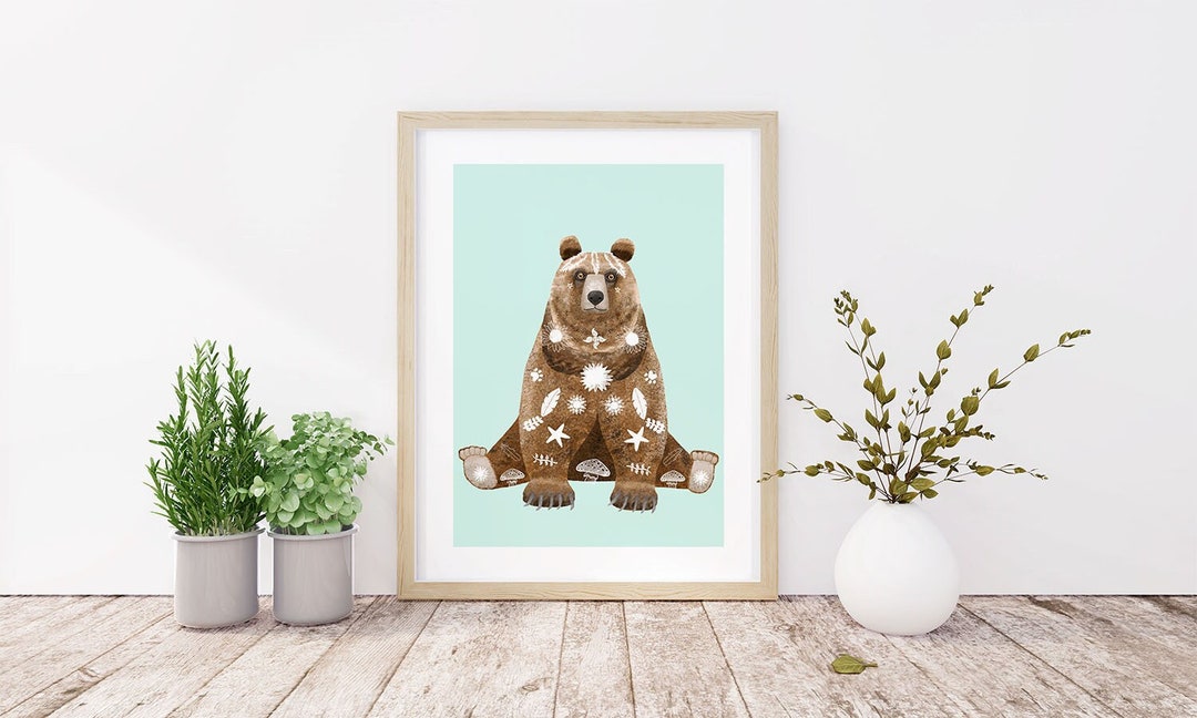 Bear Print, Bear Print, Bear Illustration, Bear Art Print, Print Wall ...