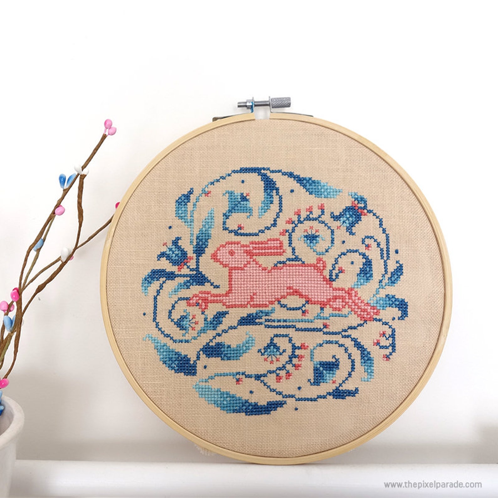 Spring Rabbit PDF Cross Stitch Chart / Pattern | Etsy