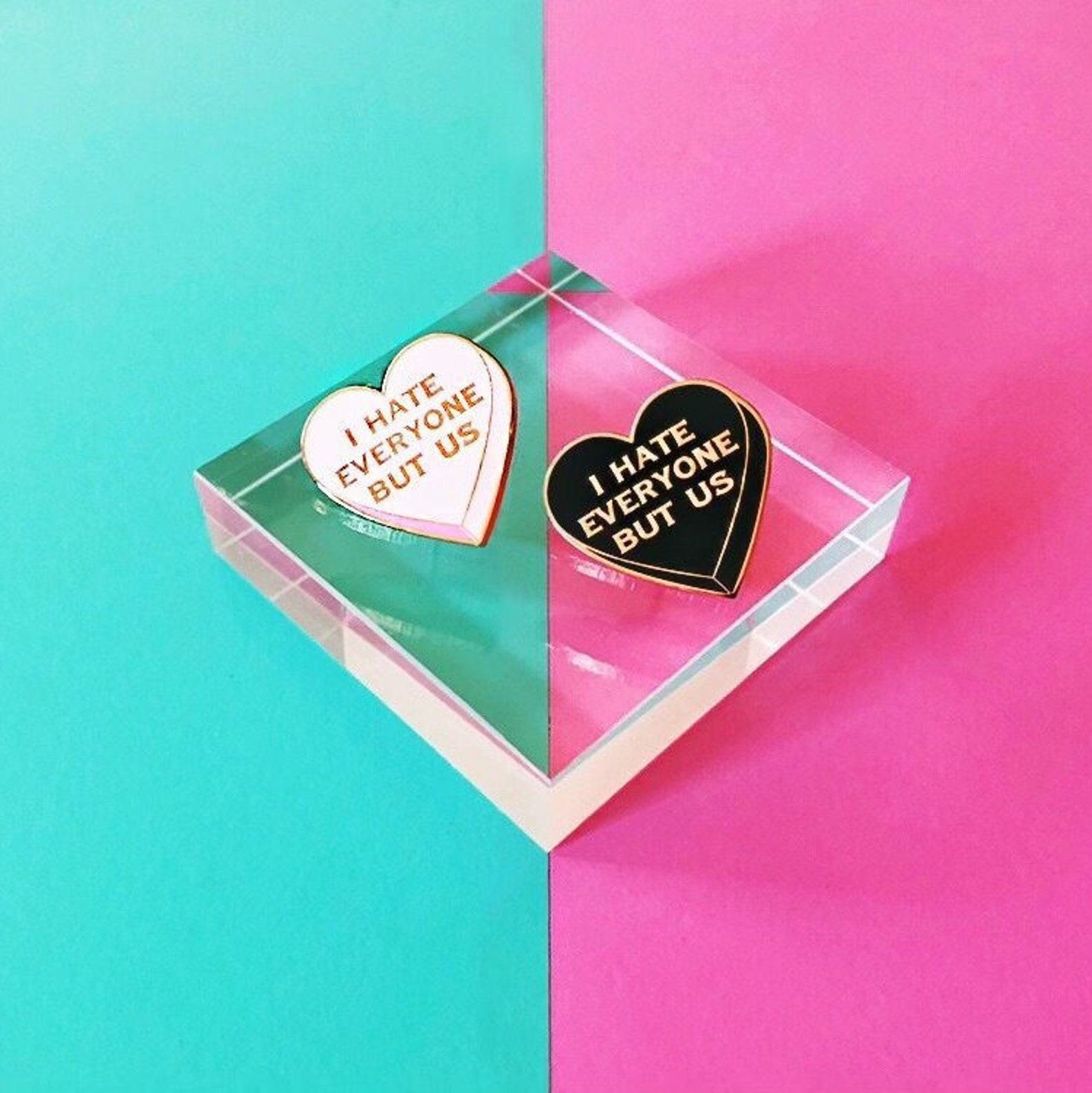 I Hate Everyone but Us Best Friends Pin Set - Etsy