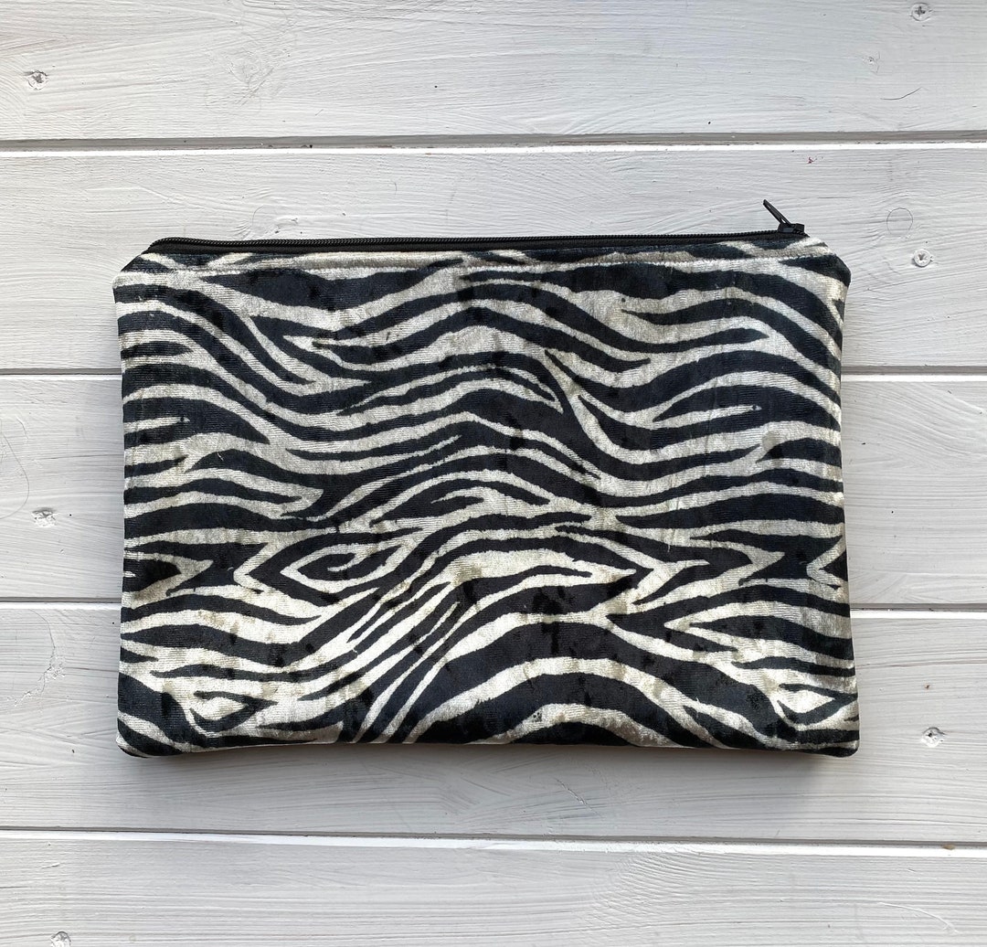 Zebra Print Velvet Pouch, Large Luxurious Pencil Case or Craft Project ...