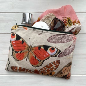 Velvet Butterfly and Ladybird Pouch, Large Zipped Pouch Featuring ...