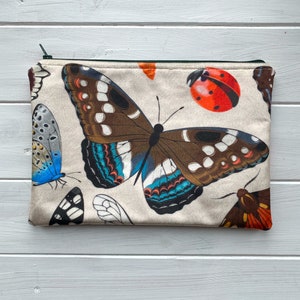 Velvet Butterfly and Ladybird Pouch, Large Zipped Pouch Featuring ...