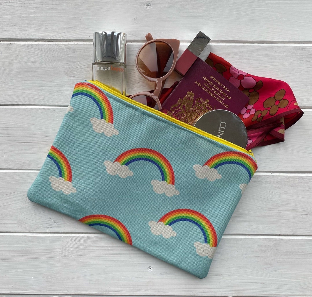 I Love Rainbows Zipped Pouch, Rainbow Canvas Bag With Rainbow Lining ...