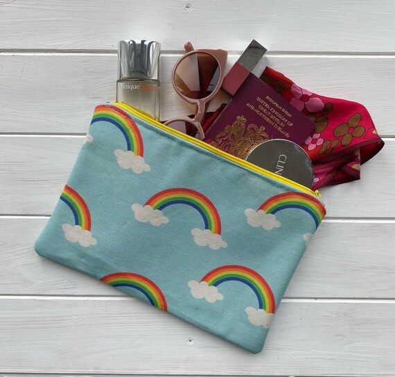 I love rainbows Zipped Pouch Rainbow canvas bag with rainbow | Etsy