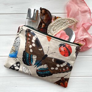 Velvet Butterfly and Ladybird Pouch, Large Zipped Pouch Featuring ...