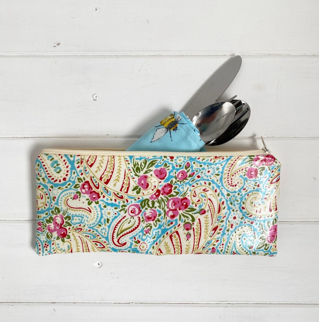 Paisley Wipe-clean Picnic Set, Four-piece Cutlery and Napkin in a Wipe ...