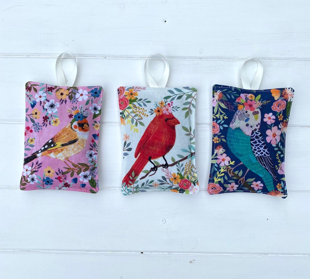 Budgie and Goldfinch Lavender Sachets, Trio of Cute Birdie Lavender ...