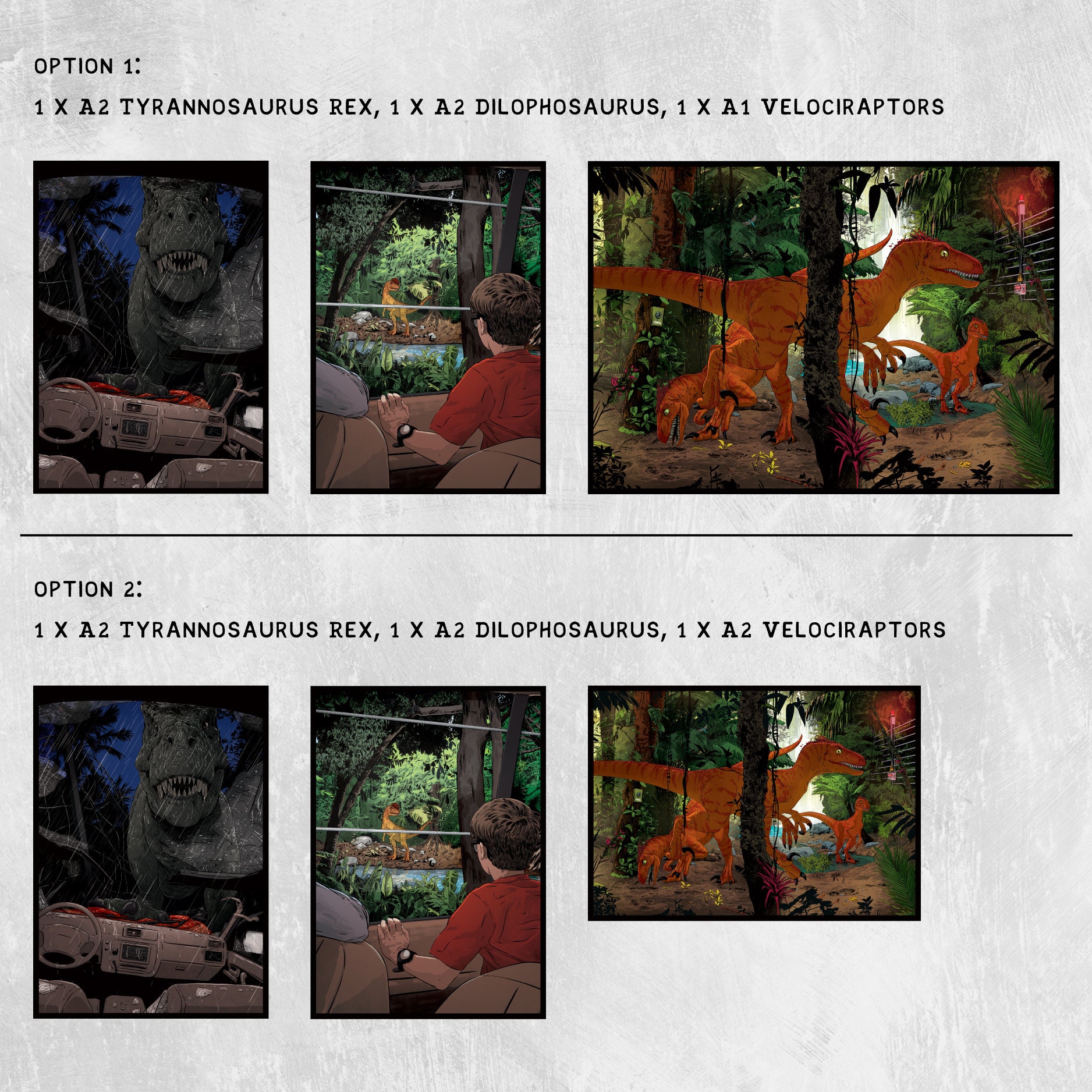 Jurassic Park illustrations bundle Velociraptors | Etsy