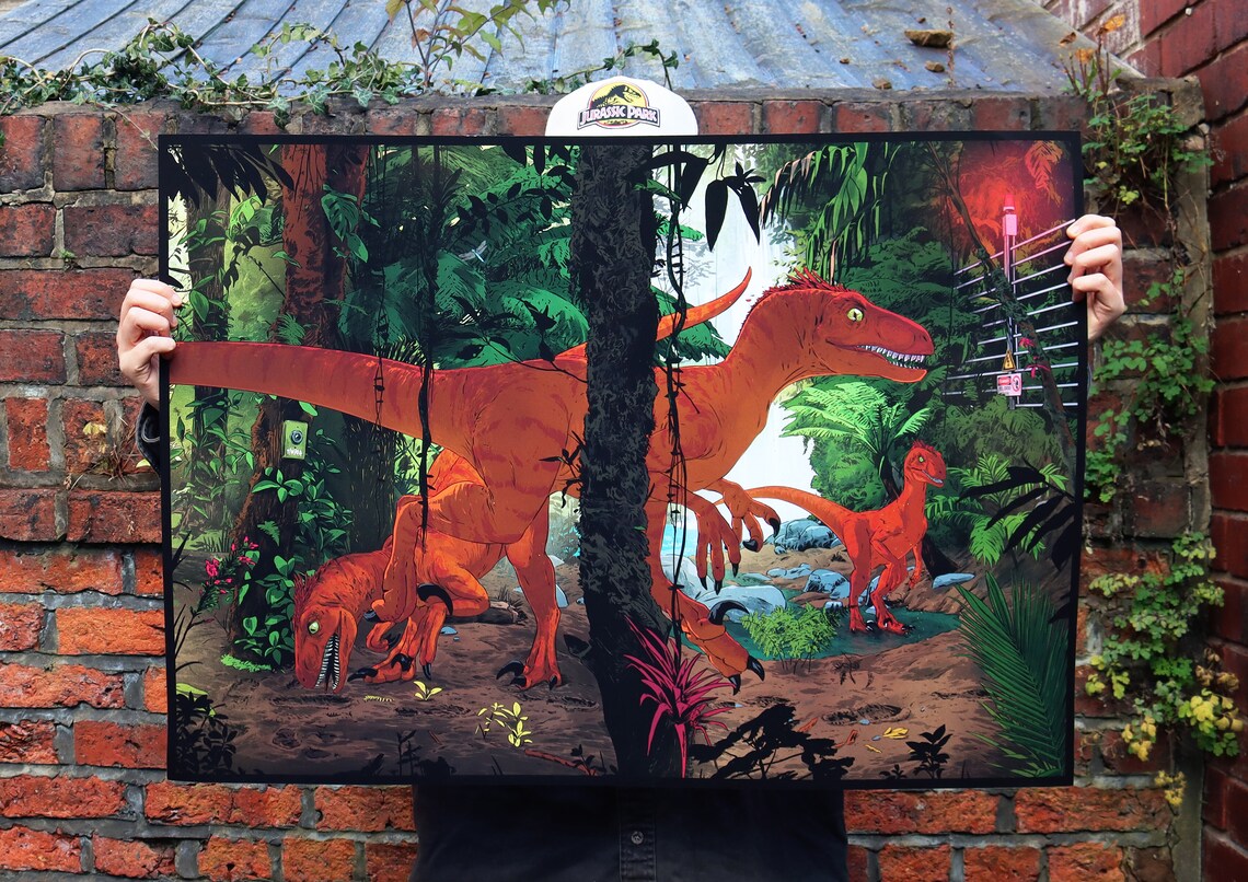 Jurassic Park illustrations bundle Velociraptors | Etsy