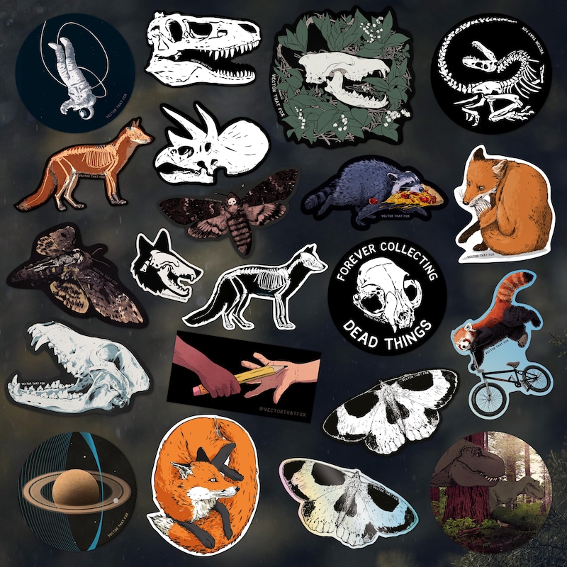 Skull Animal Stickers - Etsy UK