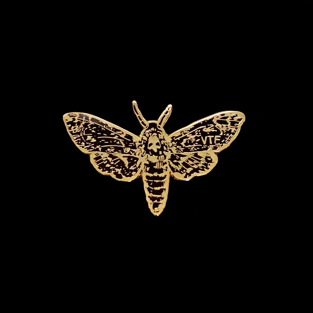 Moth Enamel Pin Badge 'DEATH'S HEAD HAWKMOTH' in Gold & Black, With ...