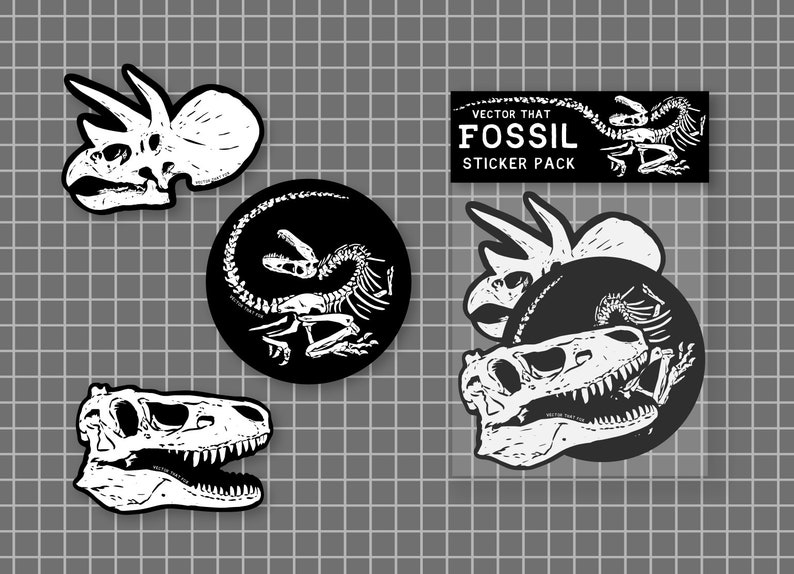 Dinosaur Vinyl Stickers 3-pack T-rex Triceratops Dino | Etsy