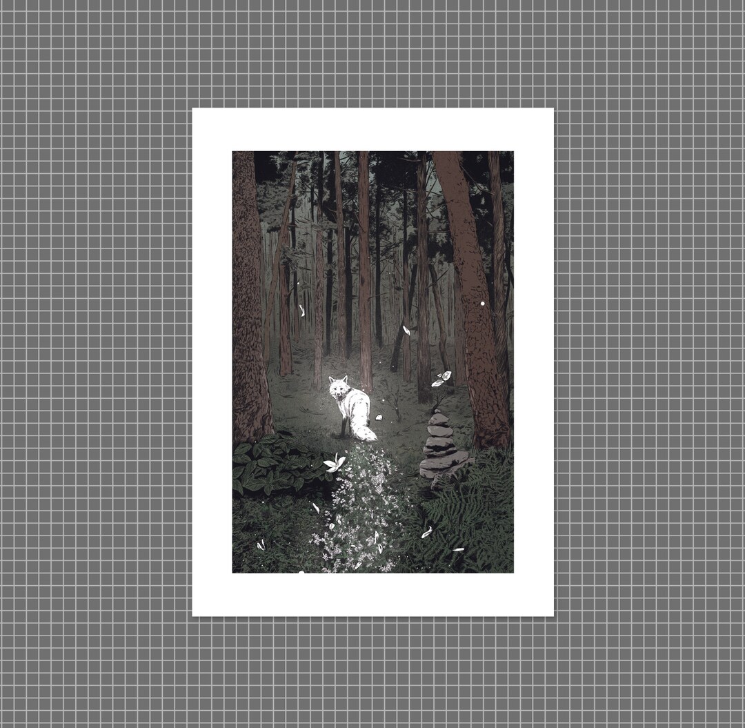 The White Fox Illustration A3 High-quality Art Print on 300gsm White ...
