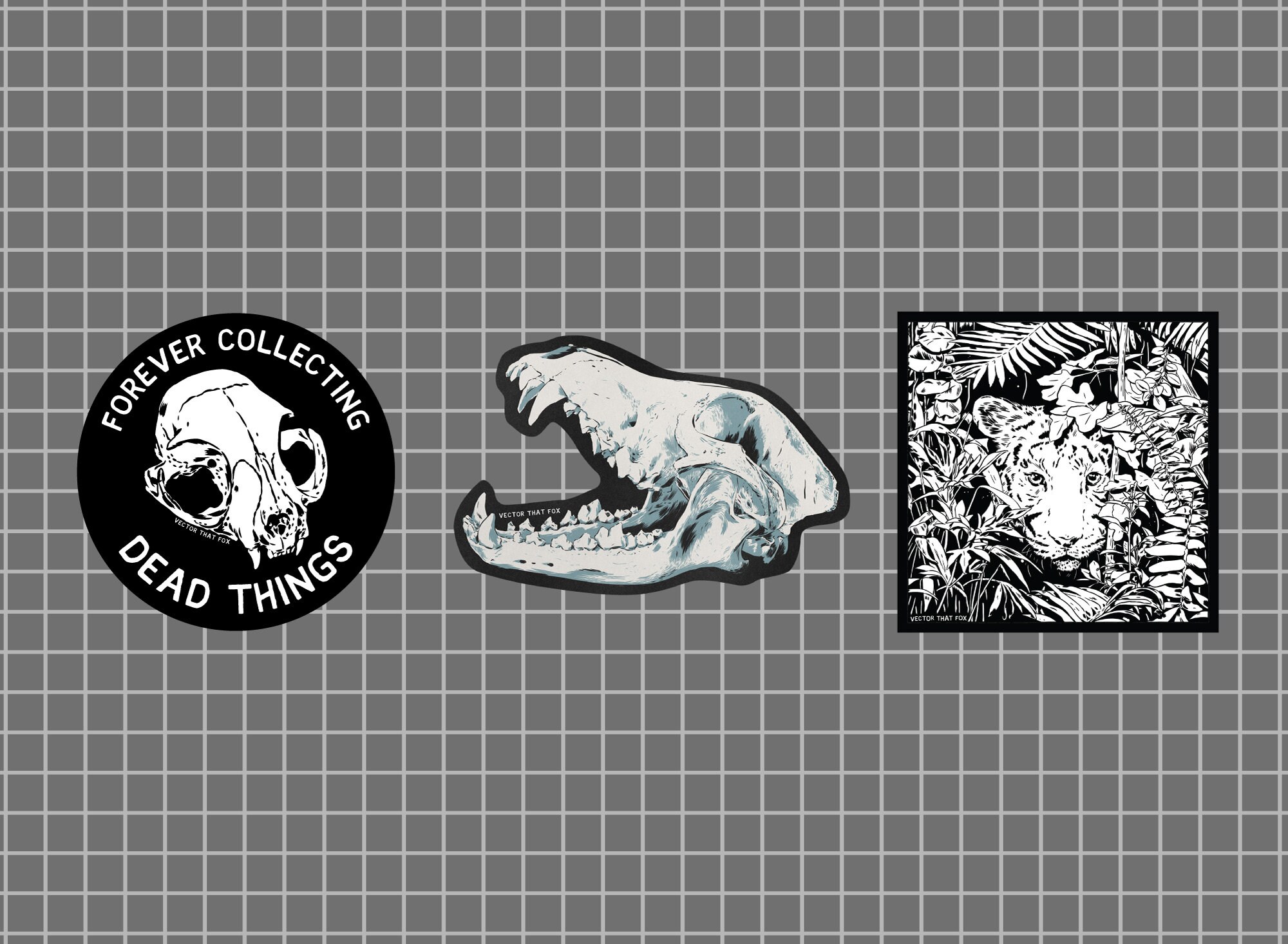 Vinyl Stickers Dinosaurs Foxes Skulls Fossils Tigers - Etsy UK