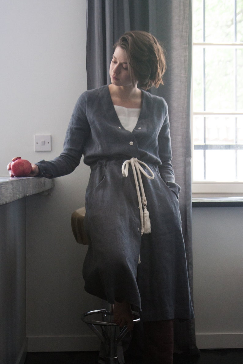 Linen Clothing Linen Robe Dress Linen Wrap Dress Linen - Etsy