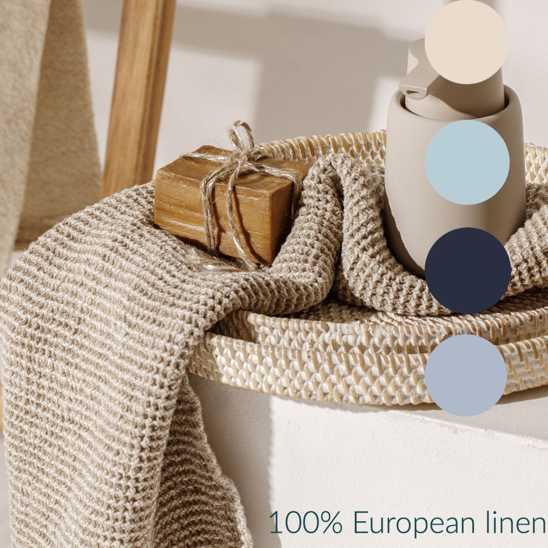 Waffle Texture Linen Bath Towel, Organic, Eco Friendly, Rustic, Vintage ...