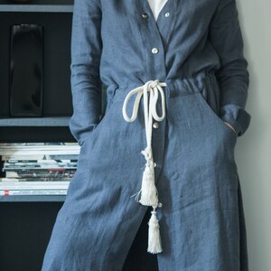 Linen Bathrobe, Linen Dressing Gown, Long Linen Robe, Linen Spa Robe ...