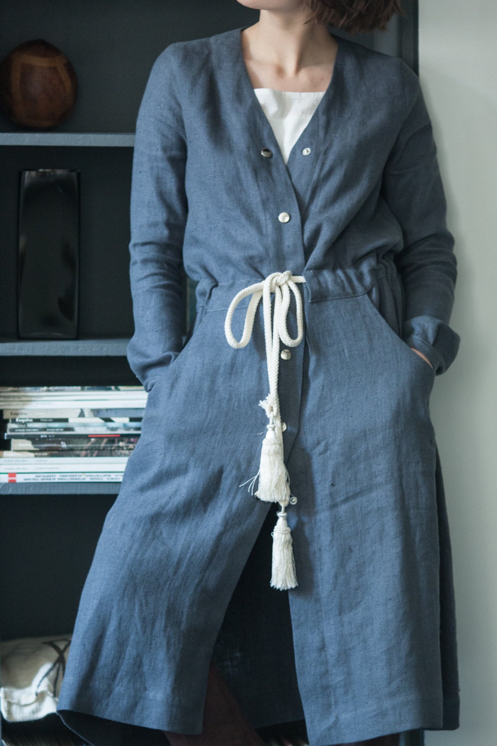 Linen Bathrobe, Linen Dressing Gown, Long Linen Robe, Linen Spa Robe ...