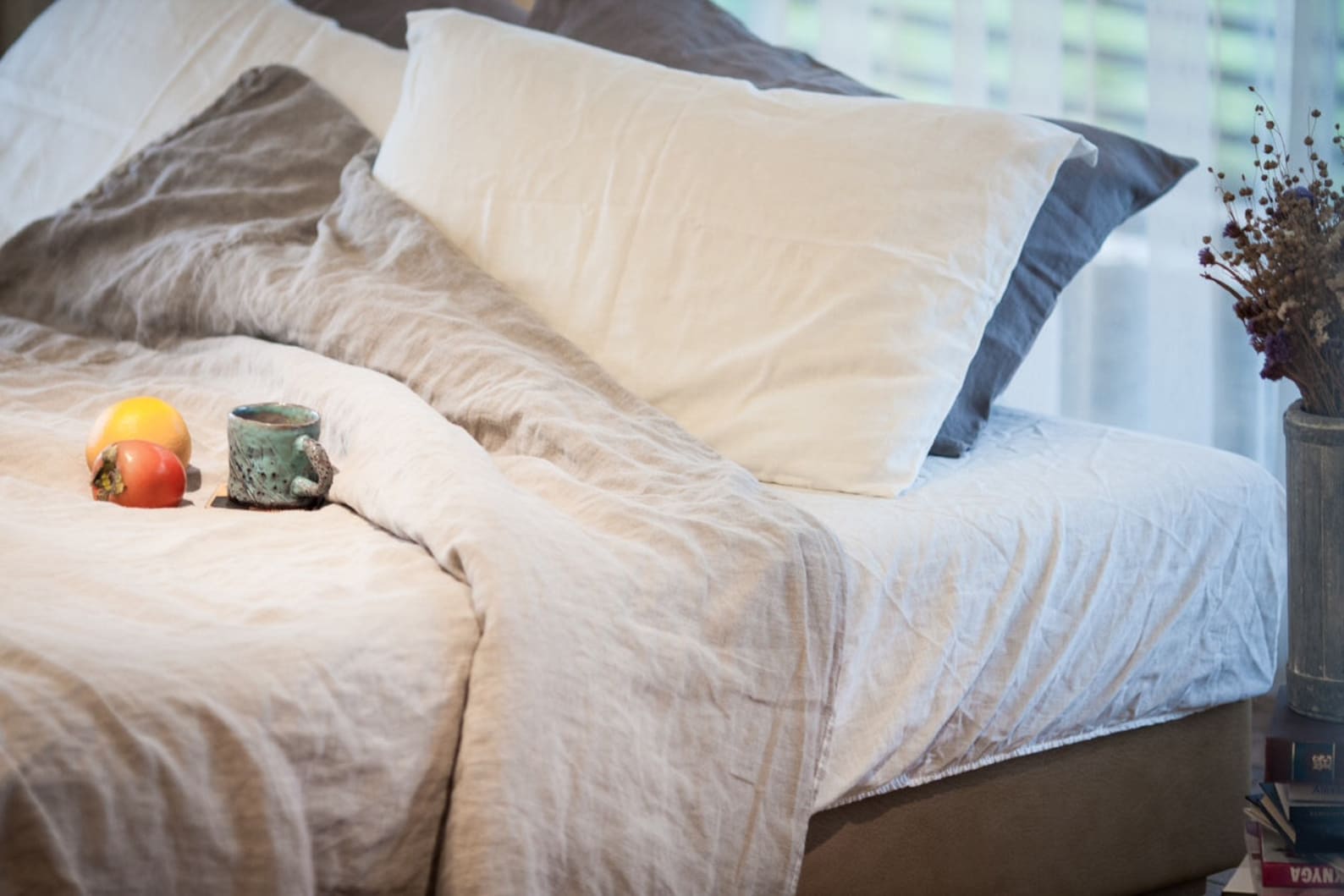 Washed Linen Fitted Sheet Linen Bedding White Fitted Sheet | Etsy