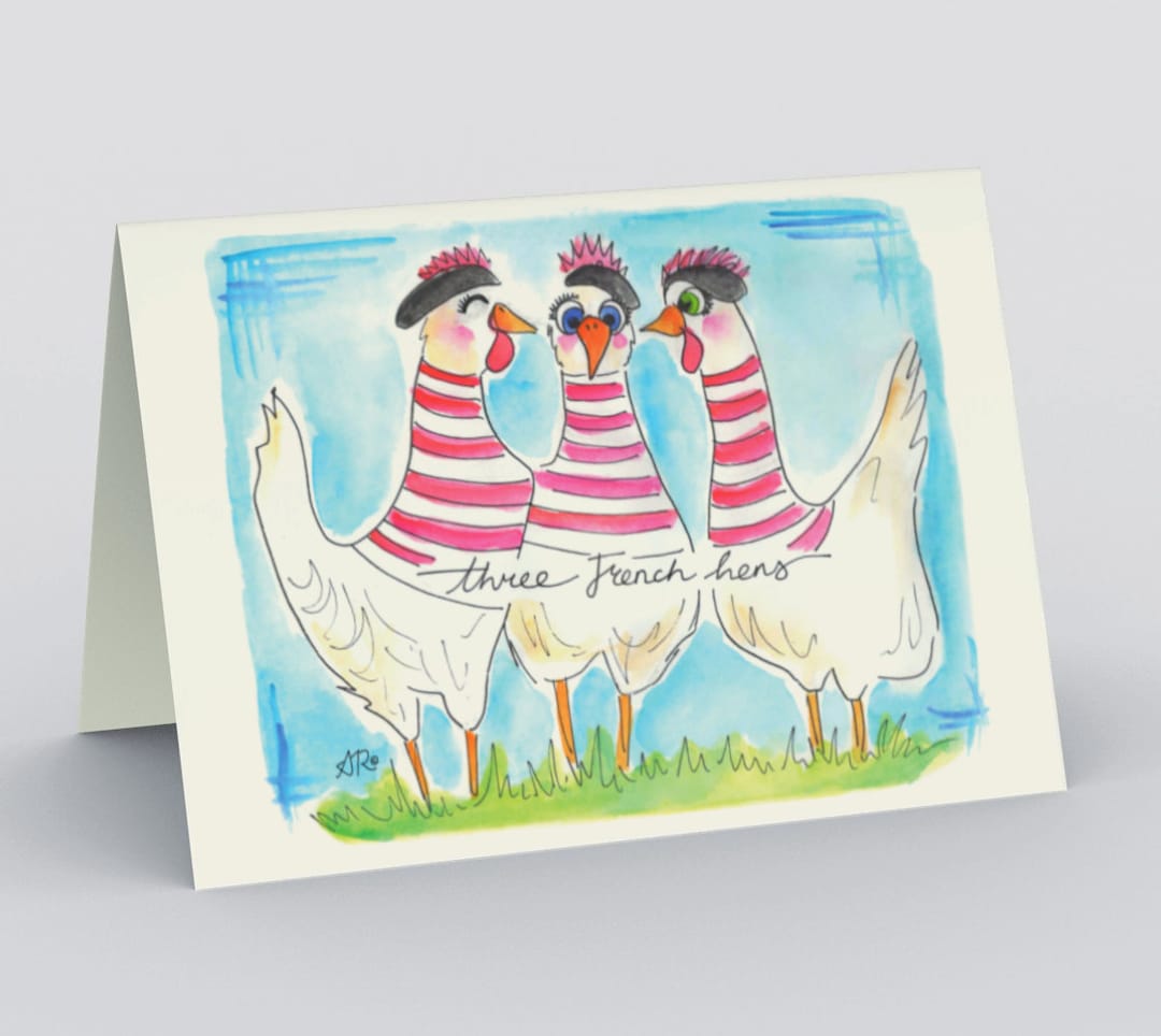 Three French Hens Holiday Greeting Card - Etsy