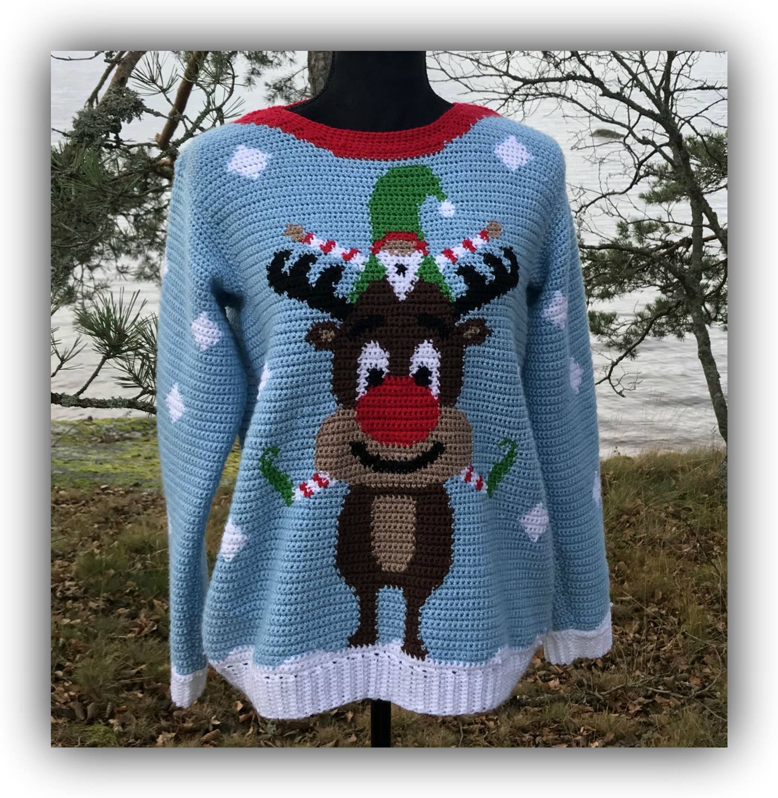 Rudolf Christmas Sweater Crochet Pattern - Etsy Sweden