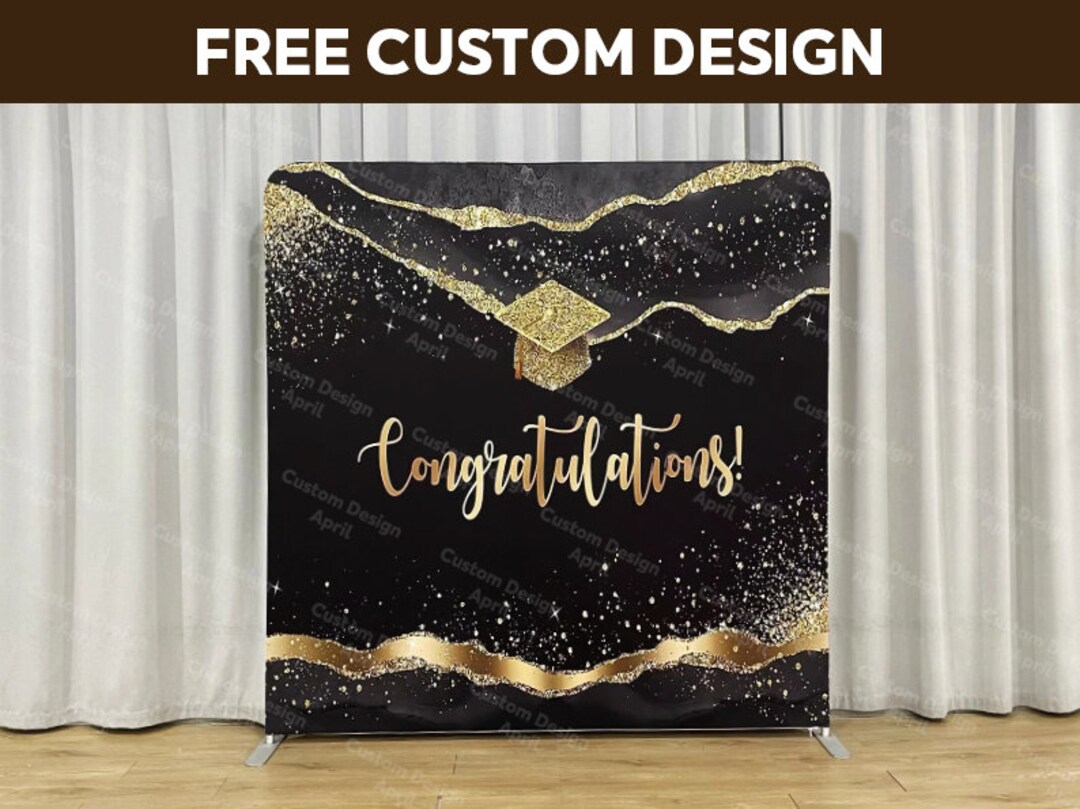 Congrats Grad Backdrop Graduation Photo Booth Backdrop Stand Pillowcase ...