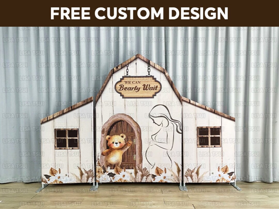 We Can Bearly Wait Backdrop House Arch Stand Barn House Metal Backdrop ...