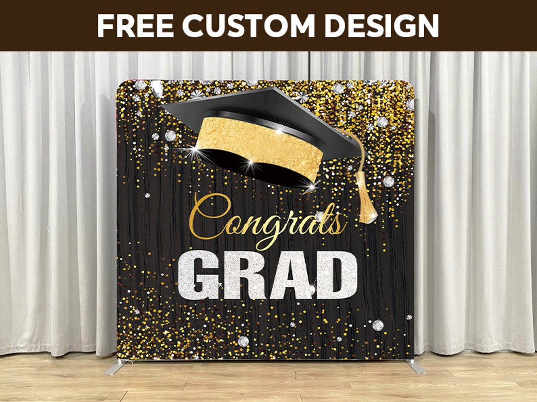 Black and Gold Glitter Graduation Photo Booth Backdrop Stand Pillowcase ...