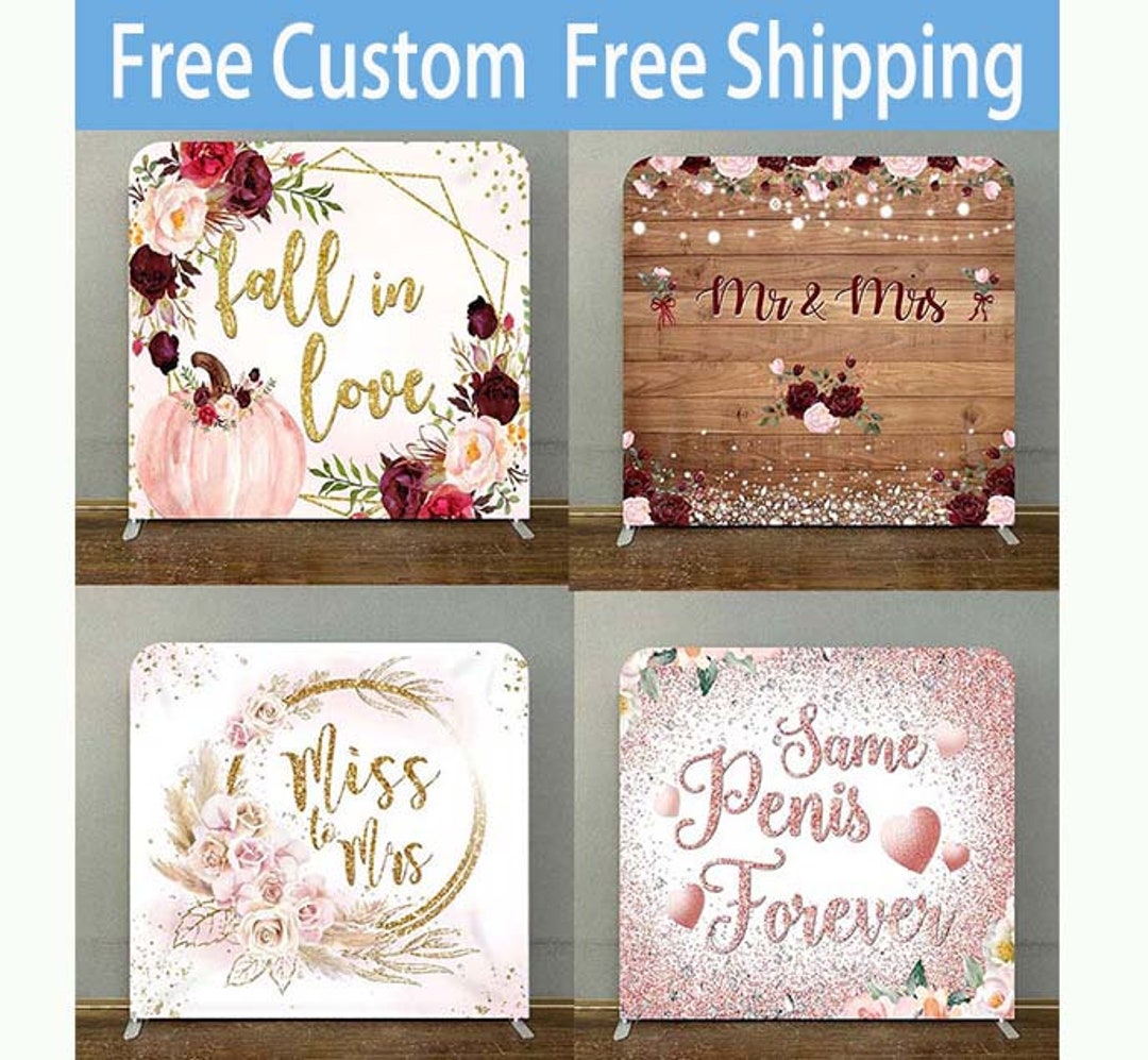 Light Pink Floral Gold Fabric Backdrop Cover for Wedding - Etsy