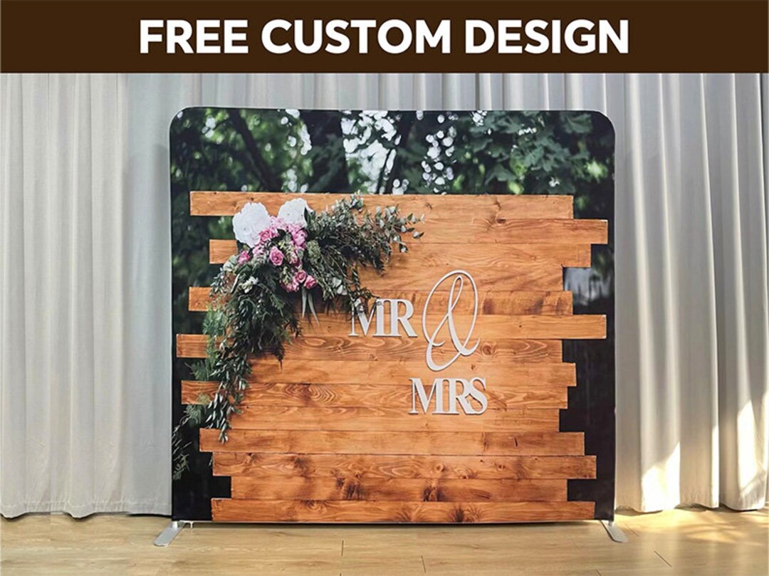 Wood Pillowcase Backdrop Tension Cover Photo Booth Mr&mrs Backdrop ...