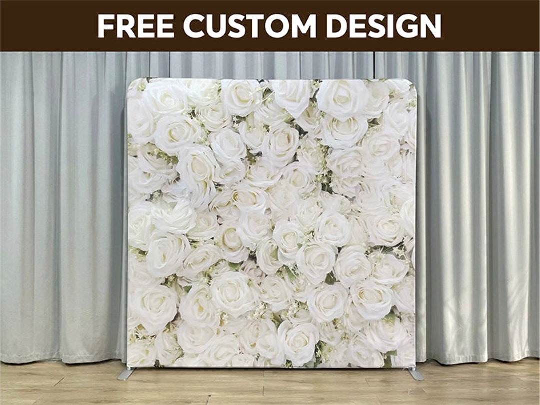 White Rose Flower Pillowcase Tension Cover Photo Booth Backdrop Stand ...