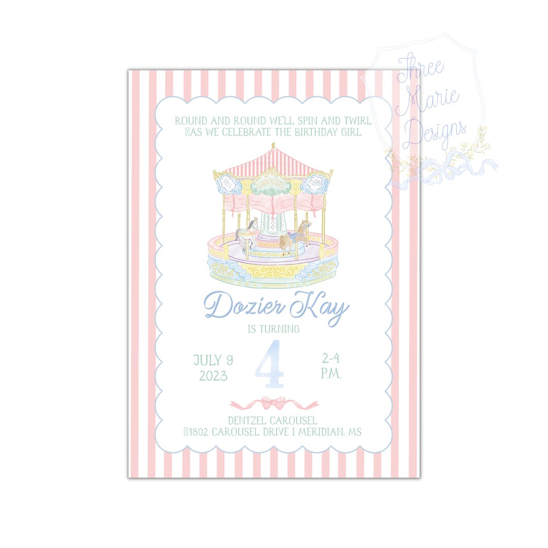 Carousel Birthday Invitation | Carousel Invite | Self-editable | Merry ...