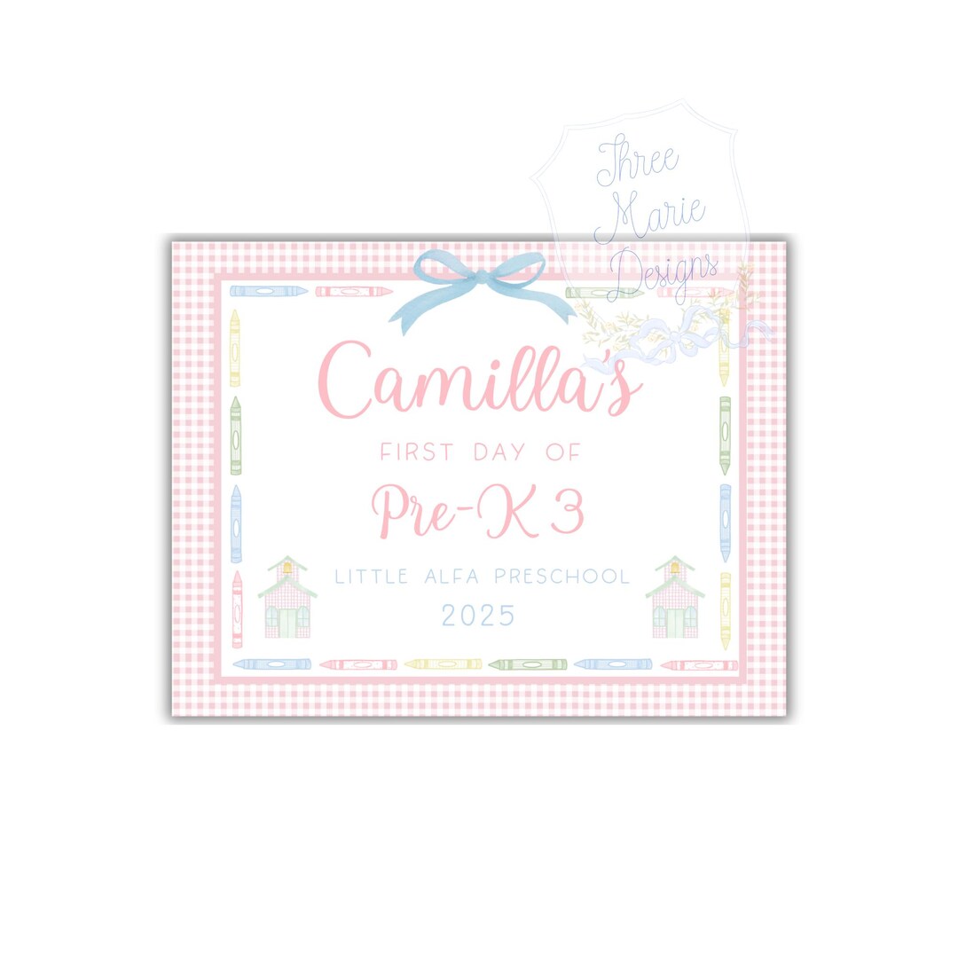 First Day of School Printable Sign | Pastel Pink Back to School Printed ...