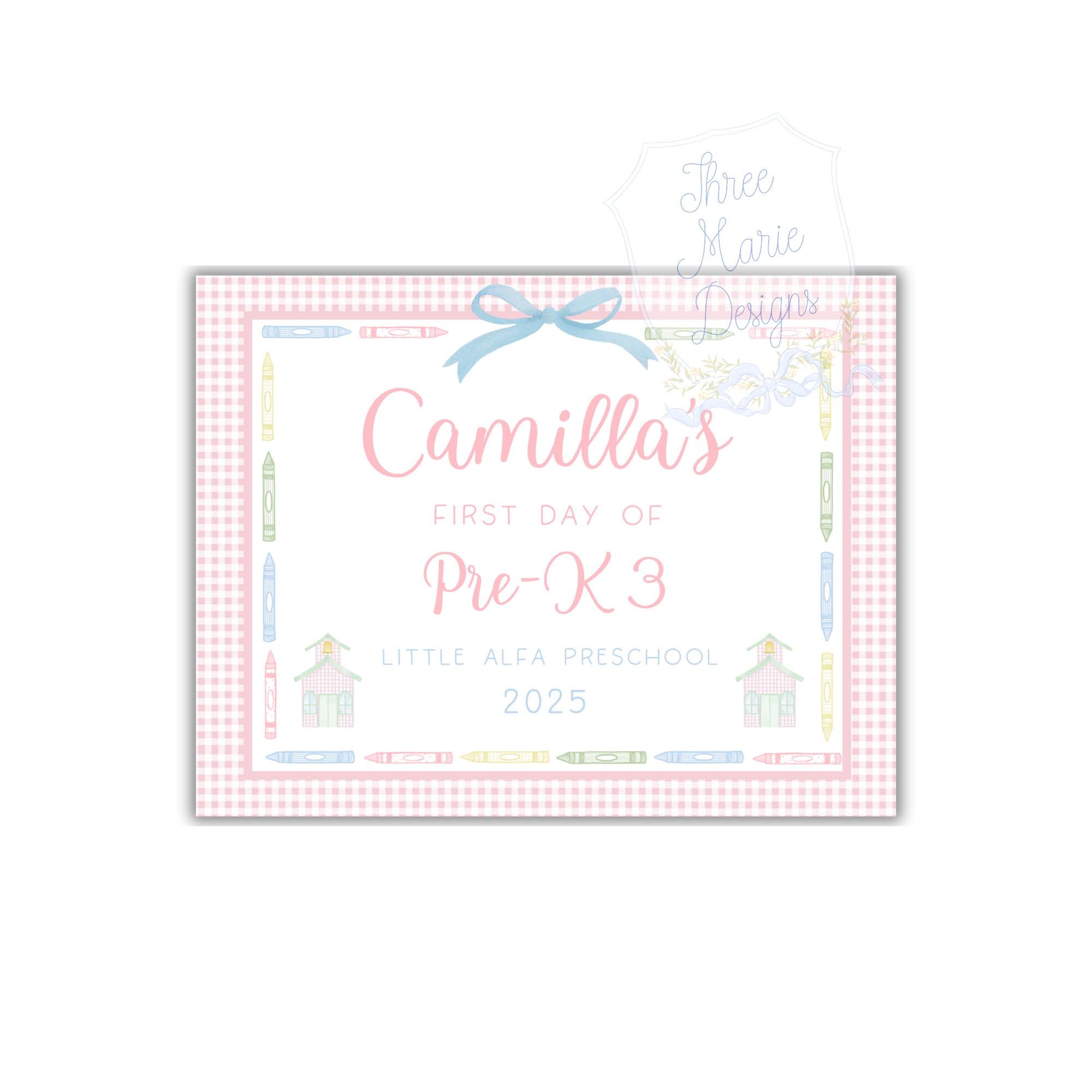 First Day of School Printable Sign | Pastel Pink Back to School Printed ...