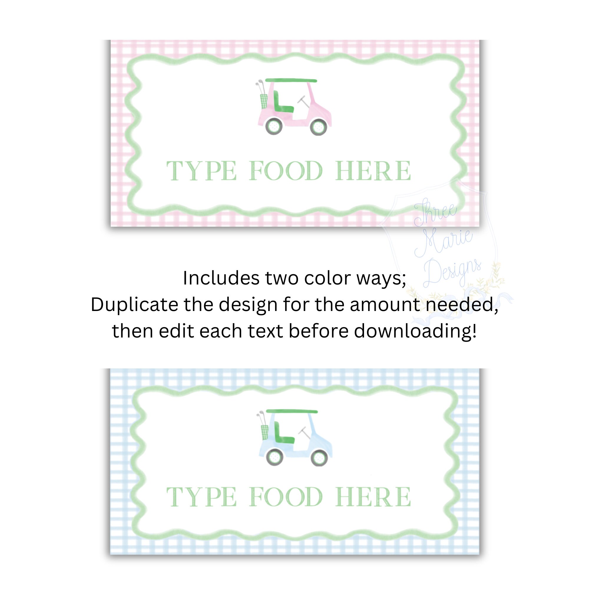 Preppy Golf Food Tent Label | Self-editable | Par TEE Food Signage ...