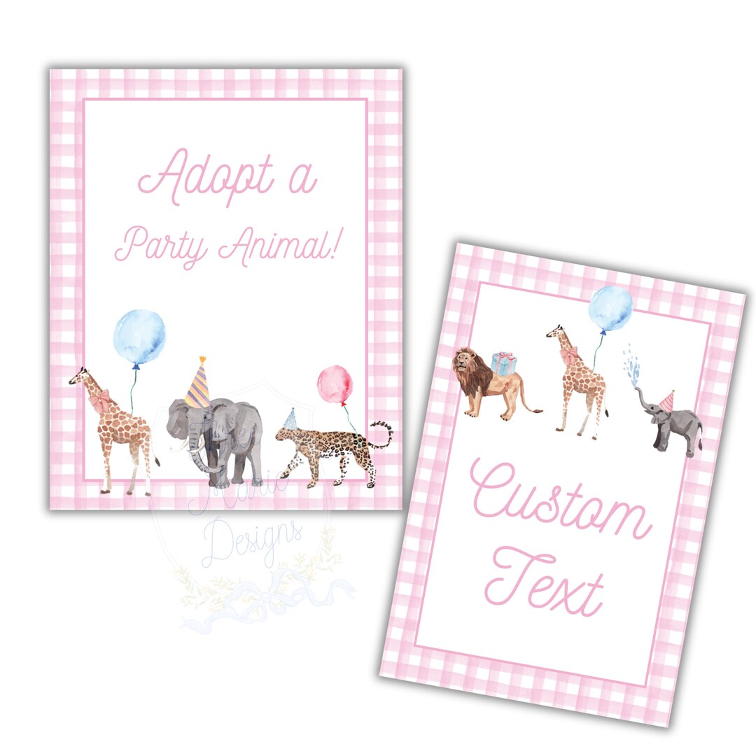 Pink Party Animals Editable Signage | Party Animal Food Signs | Don't ...