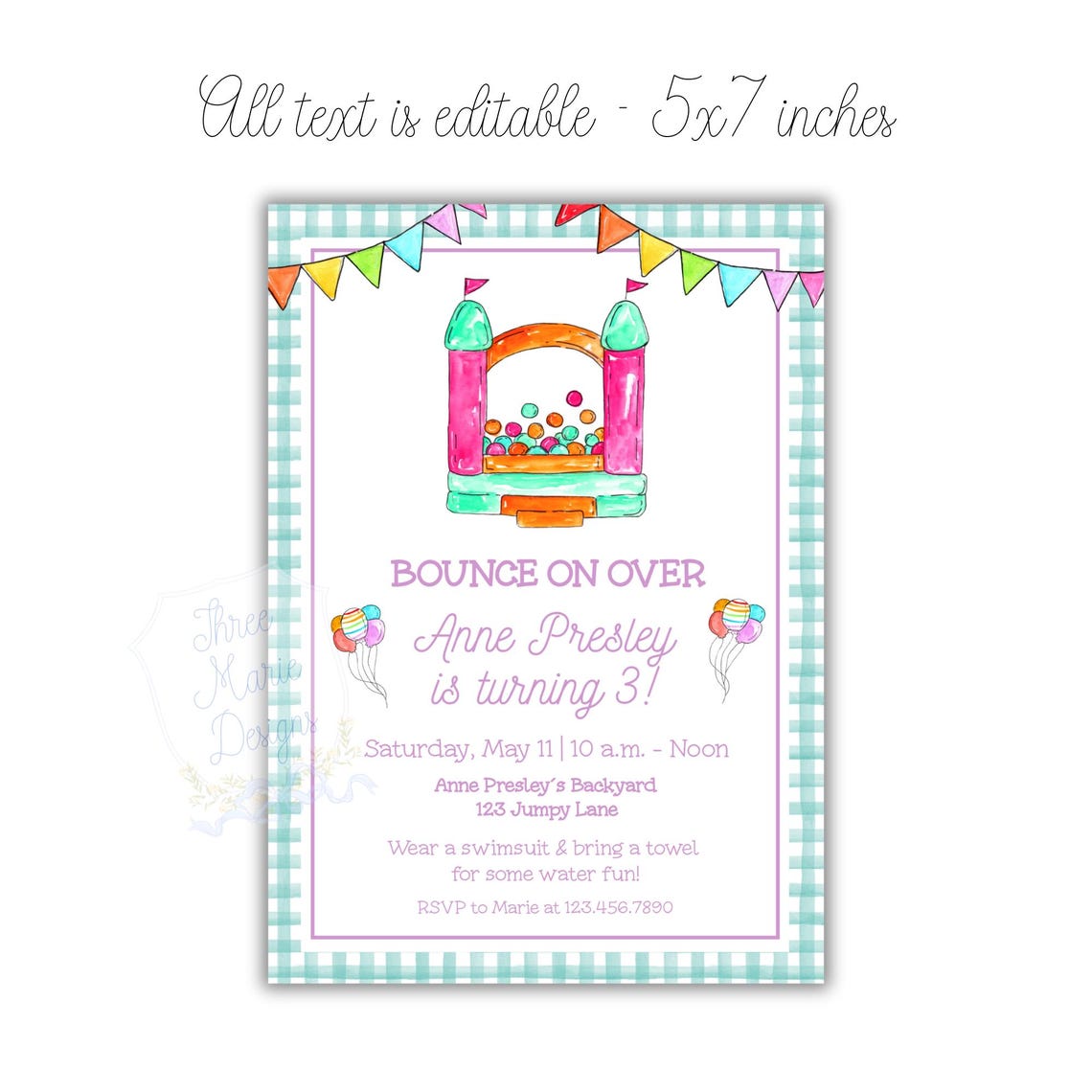 Bounce House Birthday Party Invite | Bounce on Over Invite | Bounce ...