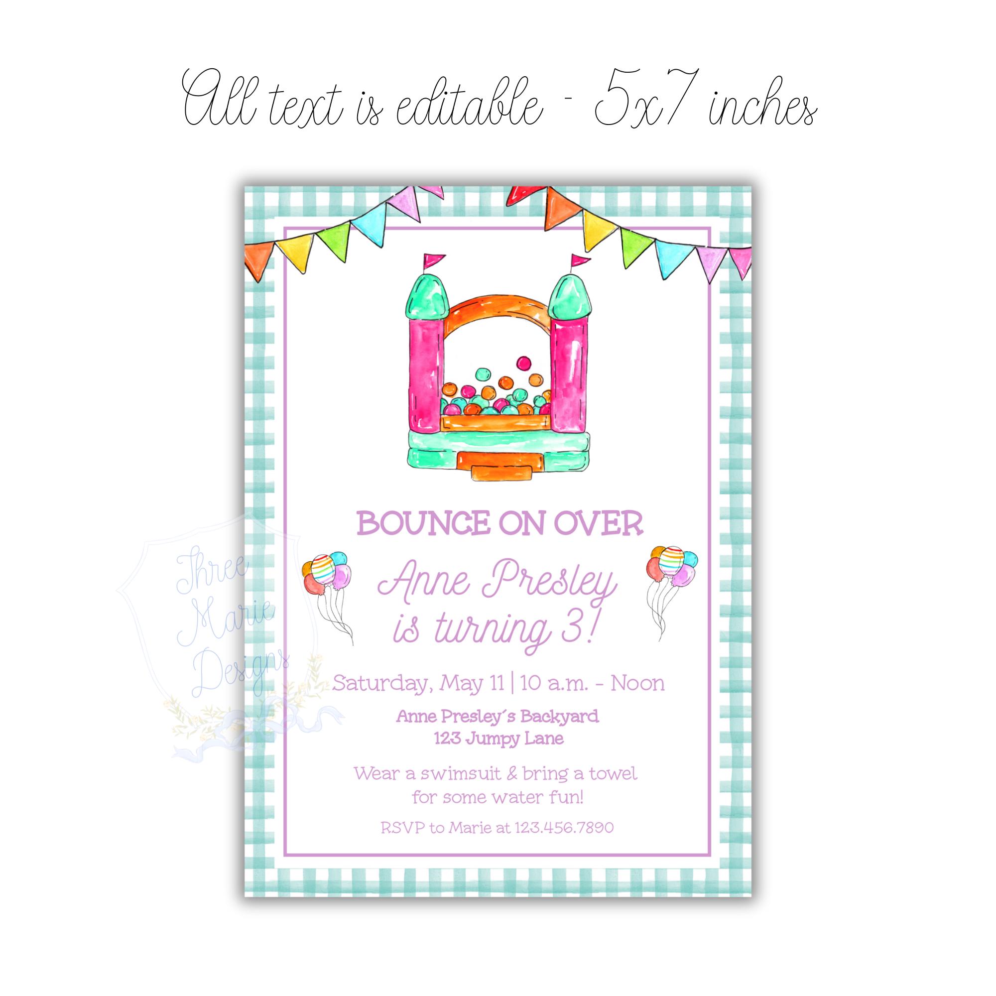 Bounce House Birthday Party Invite | Bounce on Over Invite | Bounce ...