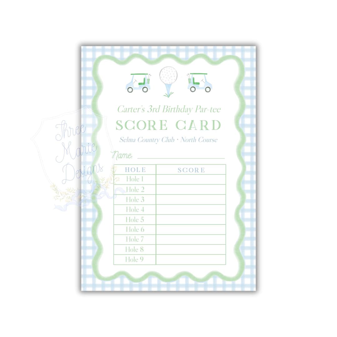 Preppy Golf Score Cards | Editable Golf Score Card | Watercolor Golf ...
