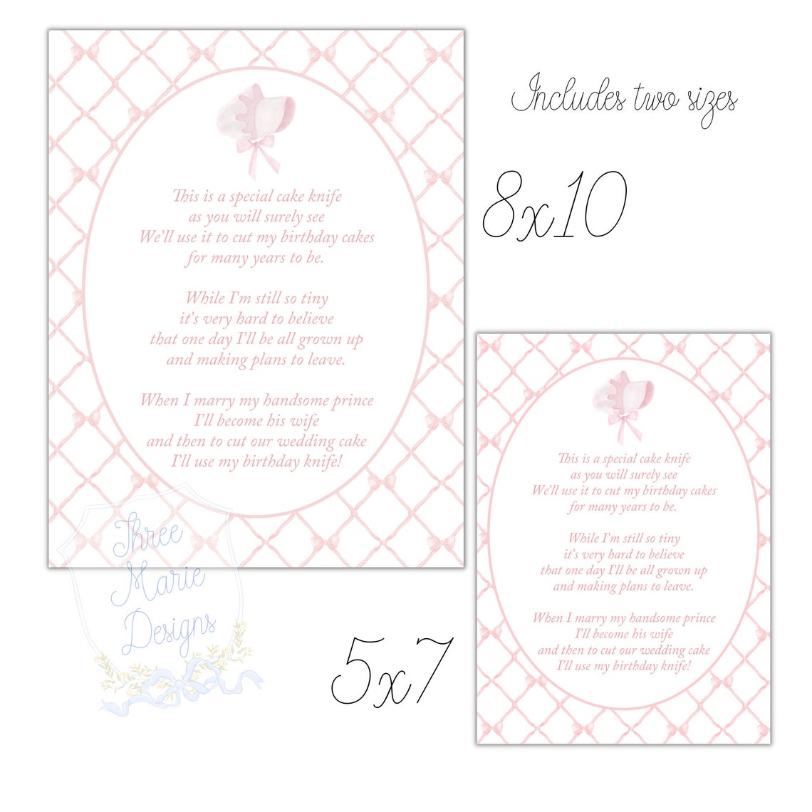 Birthday Cake Knife Poem Instant Download | Printable Cake Knife Poem ...