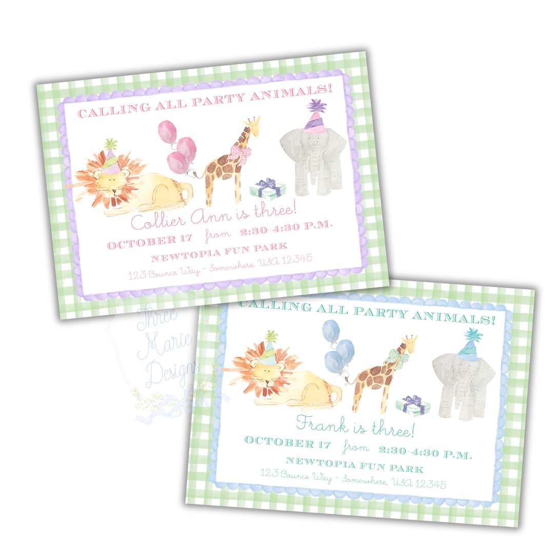 Watercolor Party Animals Invitation | TWO Wild Invite | Wild ONE Invite ...
