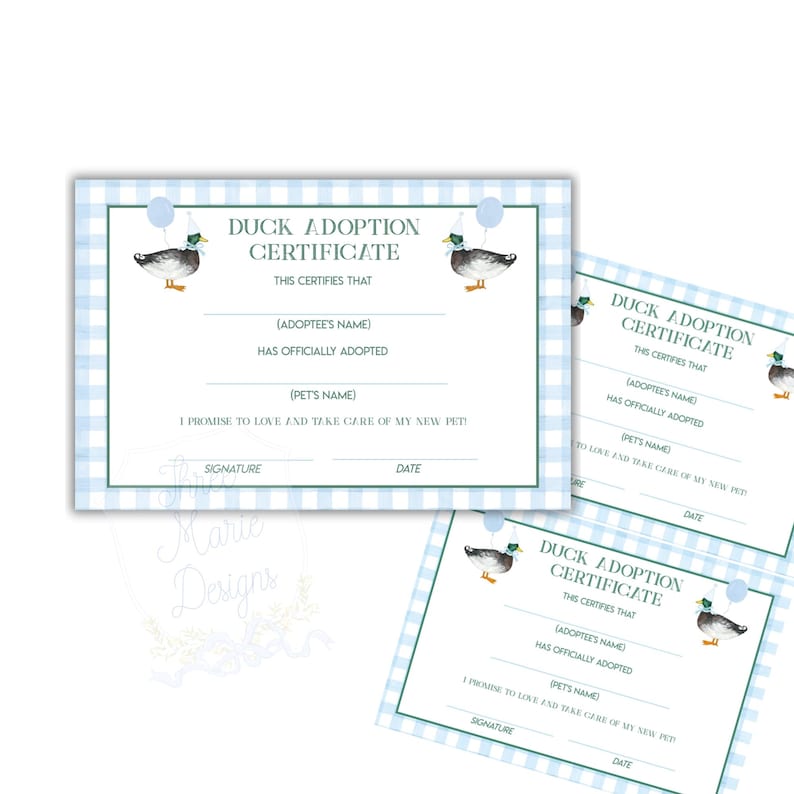 Adopt a Duck Station Signage and Duck Adoption Certificate | One Lucky ...