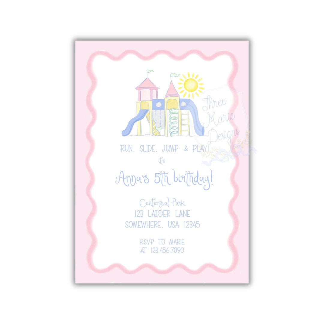 Playground Birthday Party Invite | Playground Party Invitation | Self ...