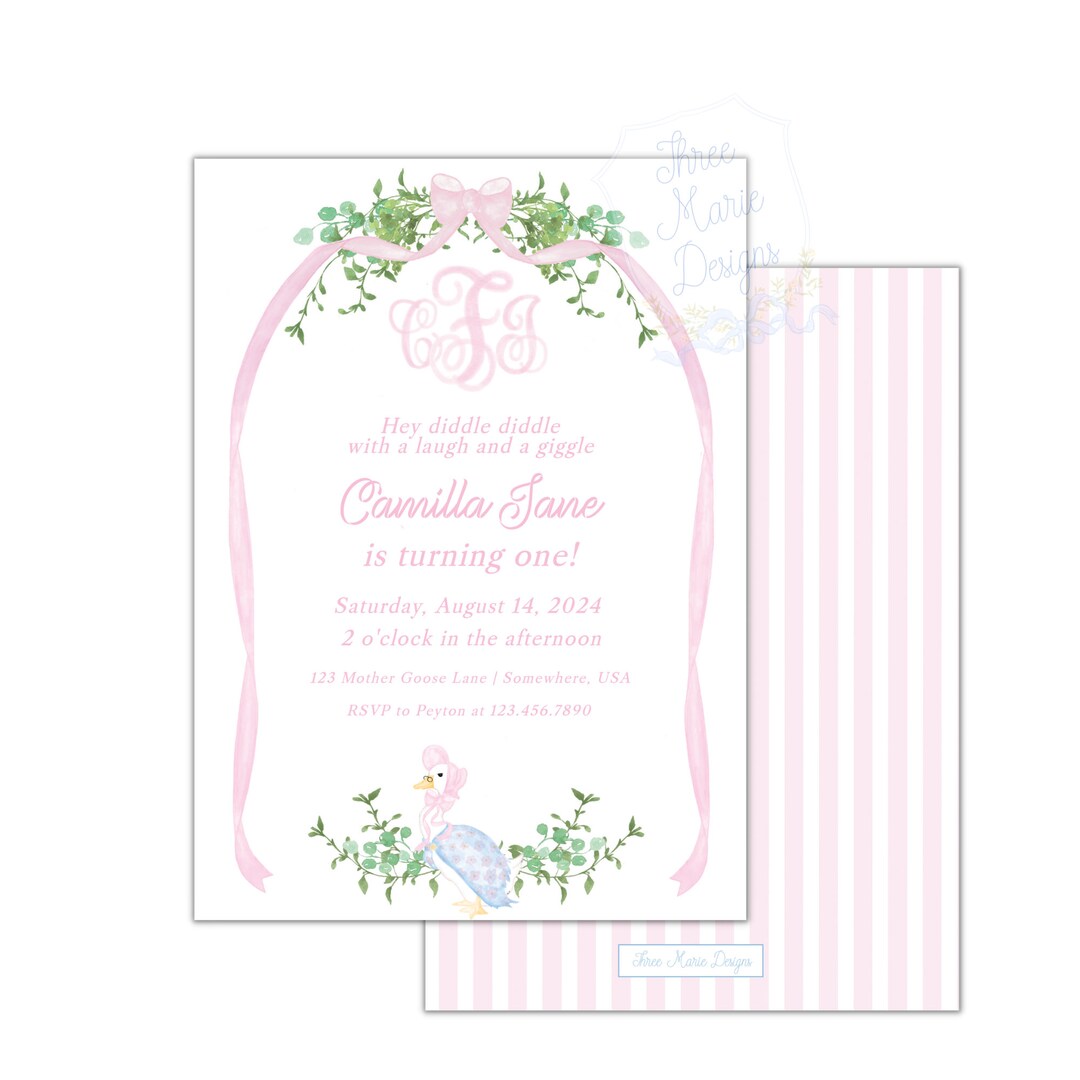 Mother Goose Birthday Invitation | Nursery Rhyme Invite | Hey Diddle ...