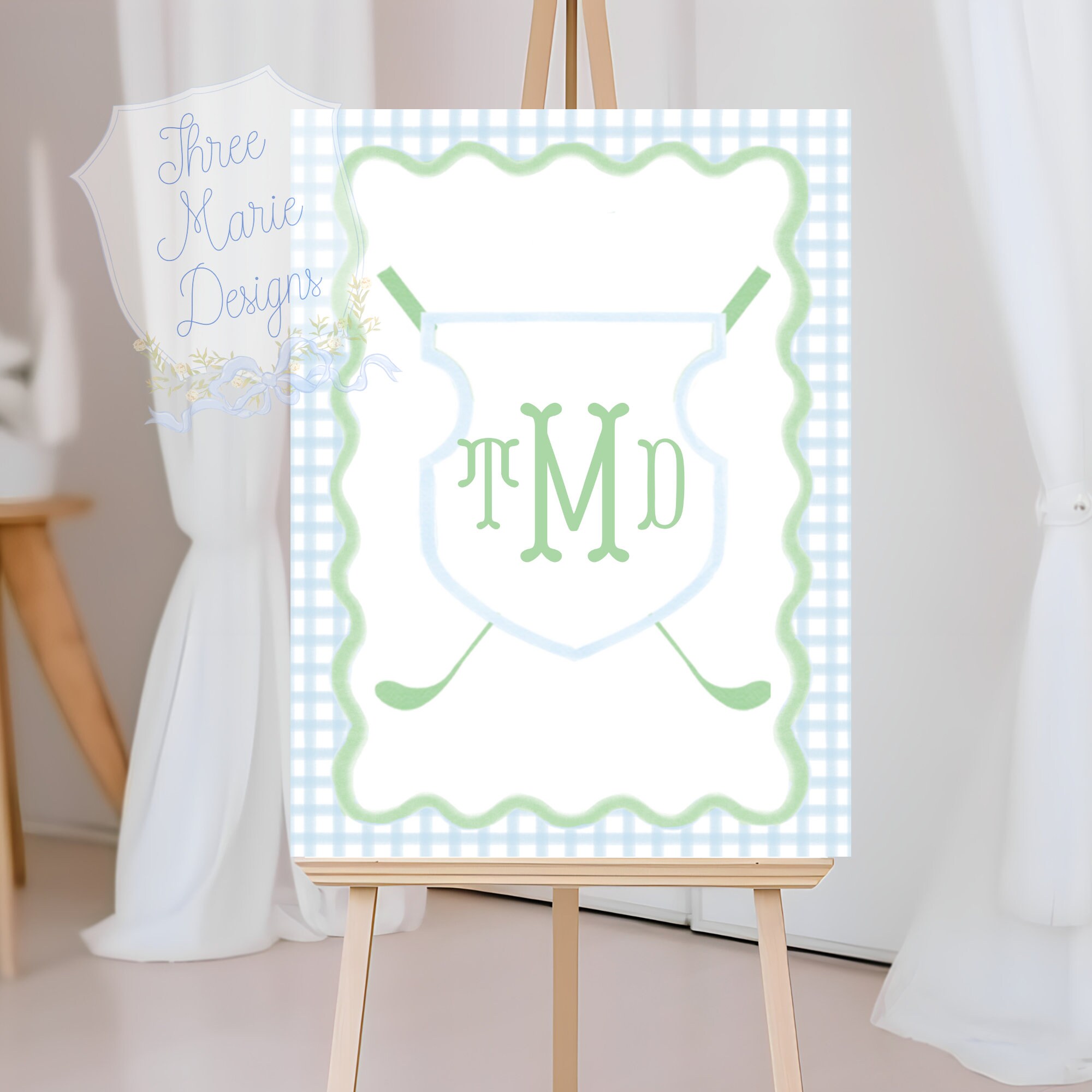 Preppy Golf Crest Signage | Self-editable | Par TEE Birthday Decor ...