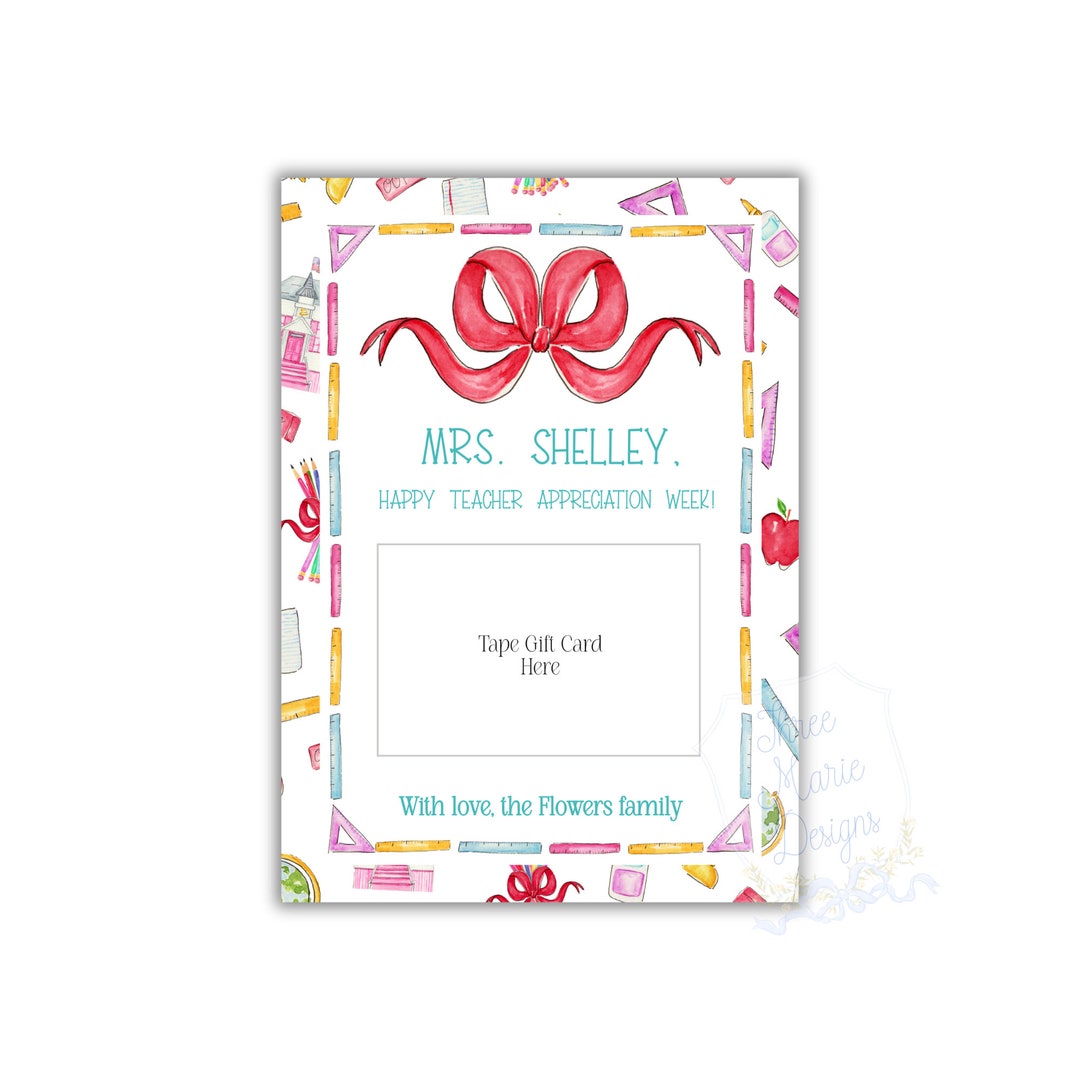 Editable Teacher Appreciation Gift Card Printable, Teacher Appreciation ...