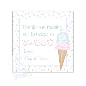 Ice Cream Party Favor Tag Printable | Self-editable | Pastel Ice Cream ...