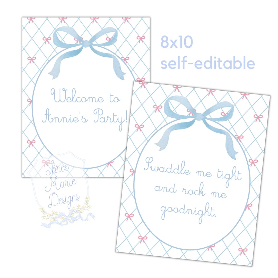 Baby Doll Birthday Party Signage Printable | Self-editable | 8x10 ...