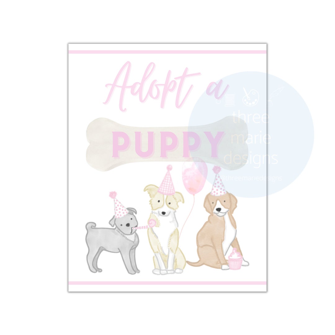 Adopt a Puppy Pawty Signage - 8x10 Puppy Adoption Sign for Puppy Party ...